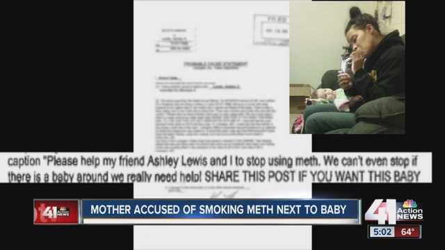 Picture captures mother allegedly smoking methamphetamine next to baby ...